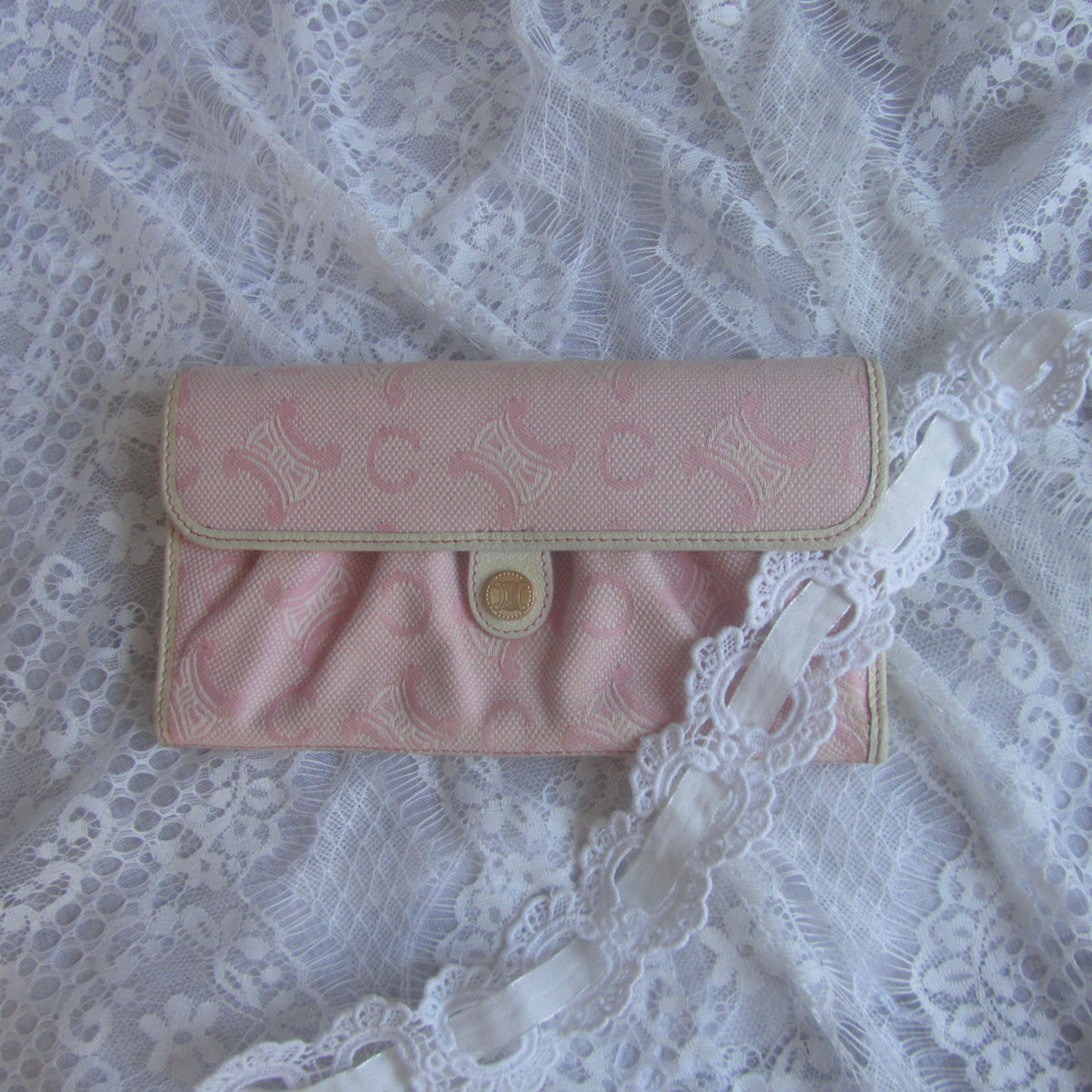 celine vintage lily c baby pink macadam clutch wallet – xovintage
