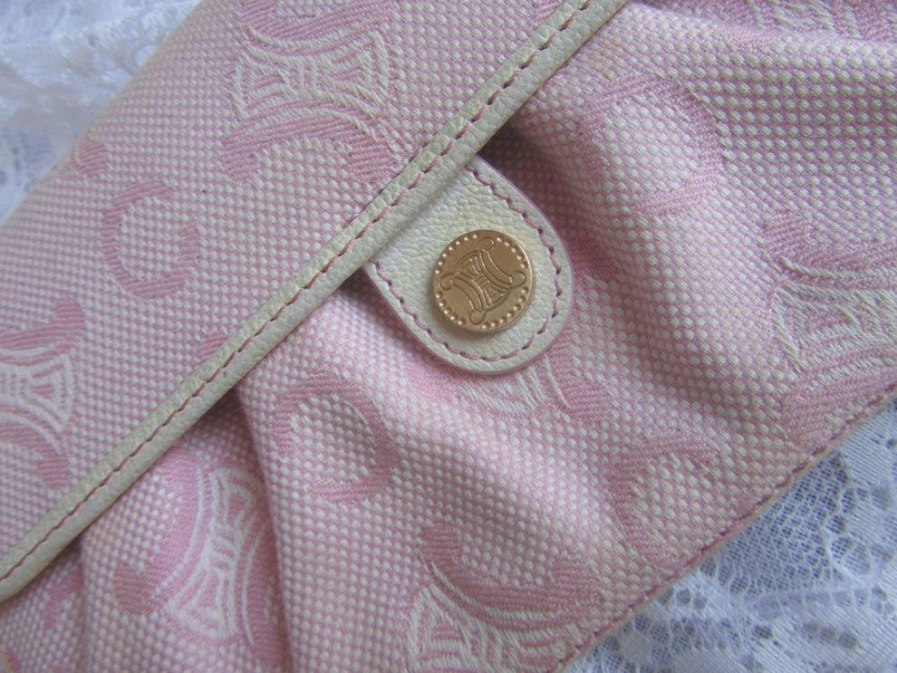 celine vintage lily c baby pink macadam clutch wallet – xovintage